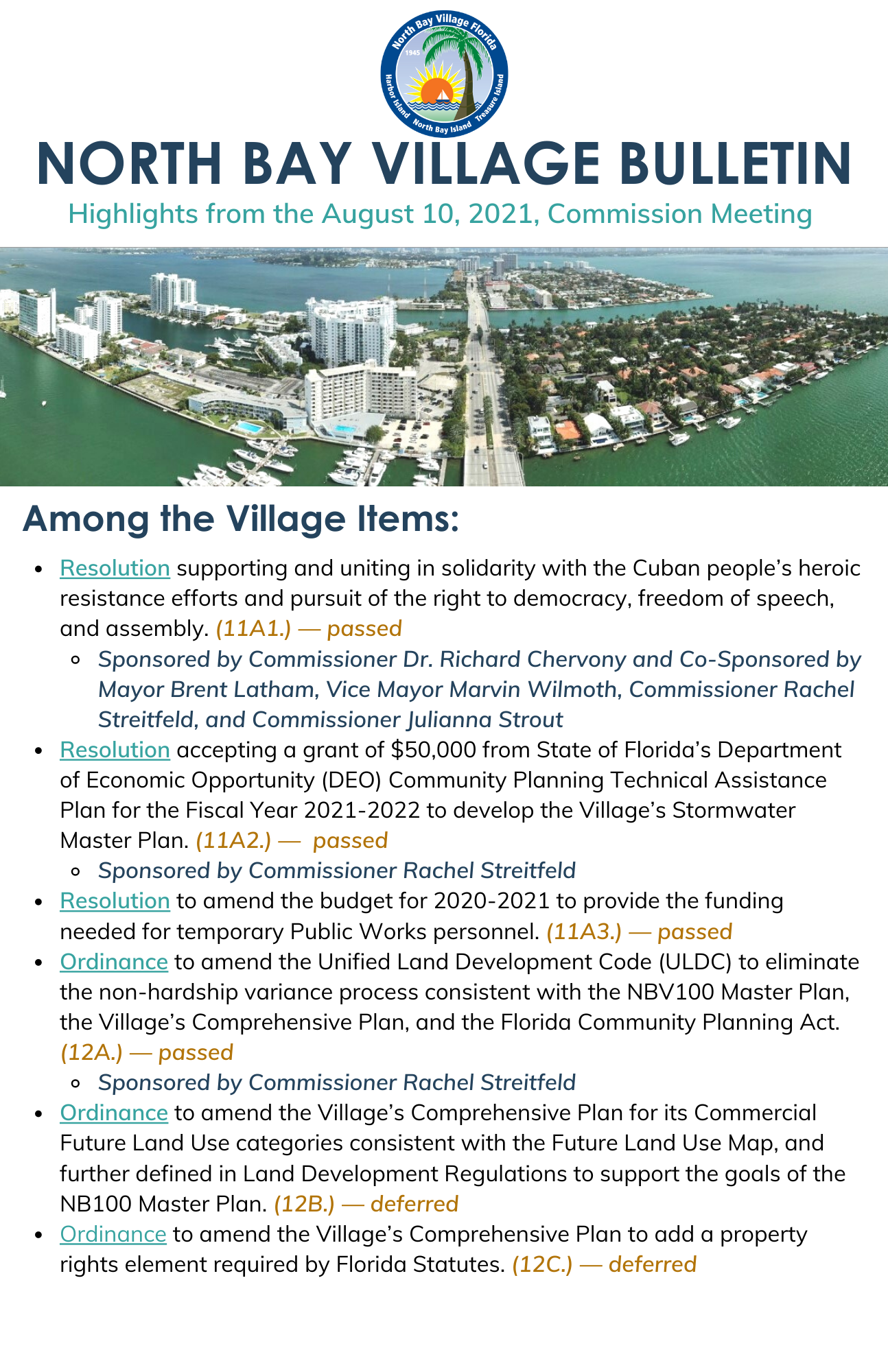 NORTH BAY VILLAGE BULLETIN – North Bay Village