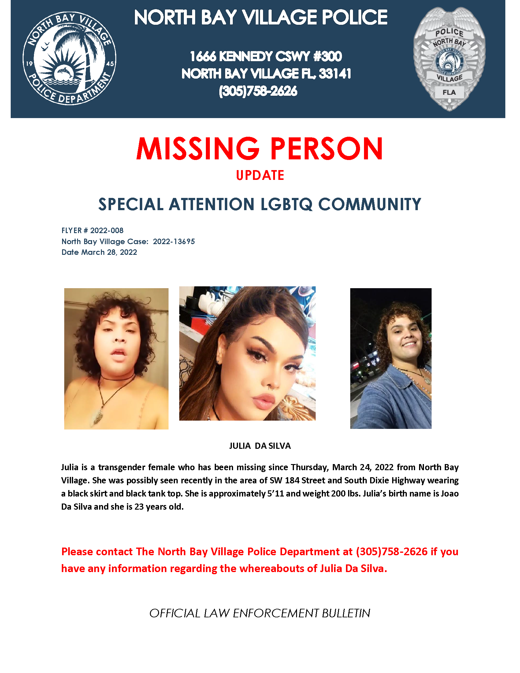 22-008 Missing Person Update – North Bay Village