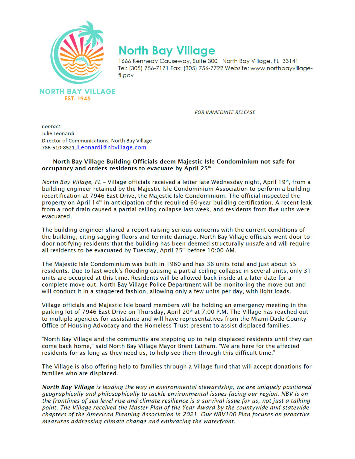 North Bay Village Building Officials deem Majestic Isle Condominium not ...