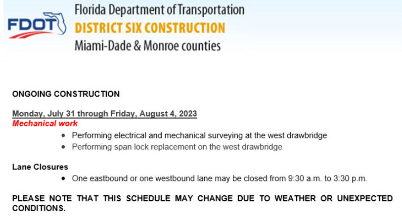FDOT ongoing construction may cause possible disruptions or lane ...