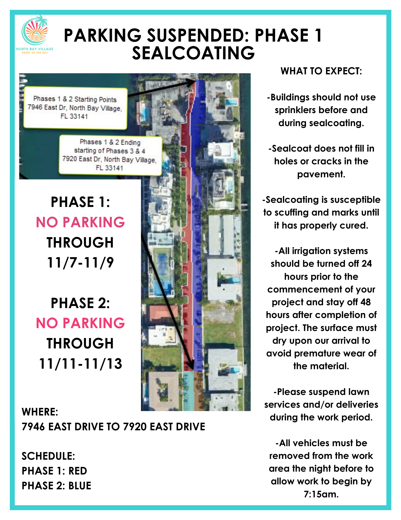 Parking Suspsended Phase 1 Sealcoating – North Bay Village