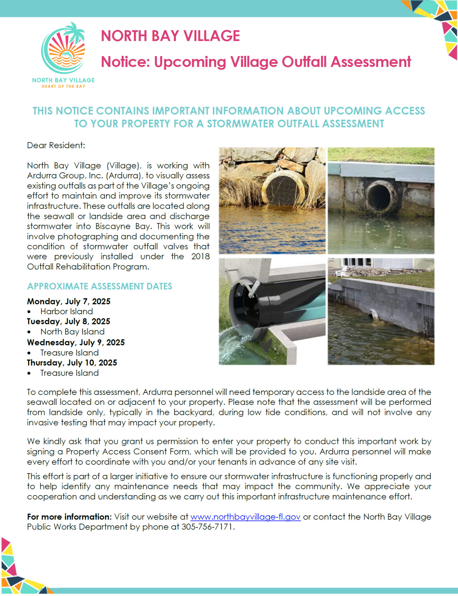 Notice: Stormwater Outfall Assessment Program – North Bay Village
