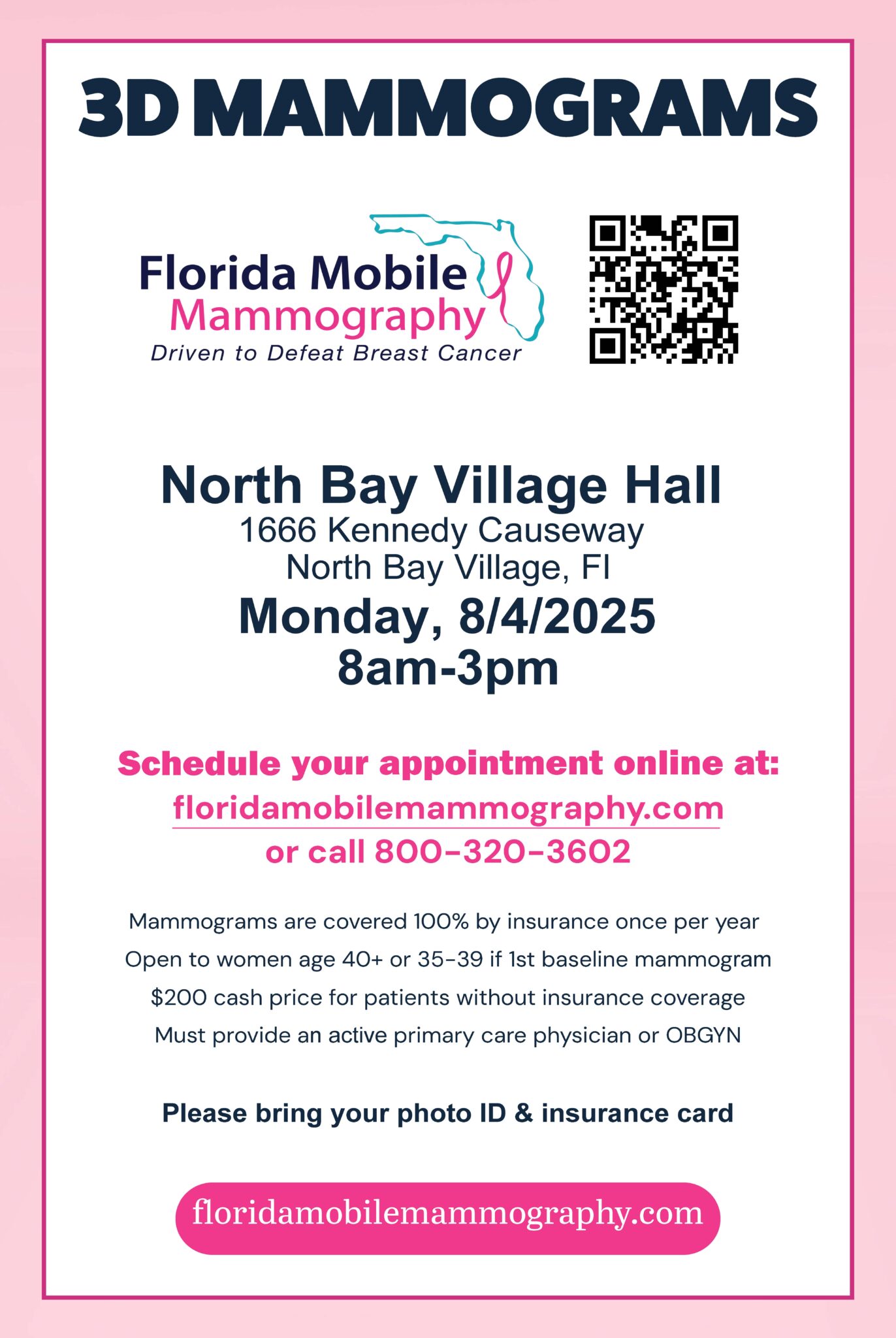 Florida Mobile Mammography in NBV: Monday, August 4th – North Bay Village